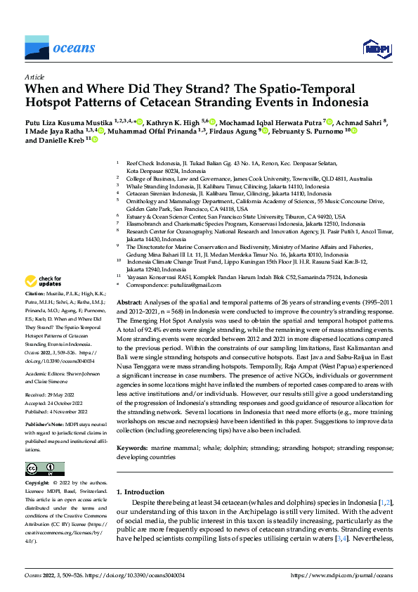 (PDF) When and Where Did They Strand? The Spatio-Temporal Hotspot Patterns of Cetacean Stranding ...