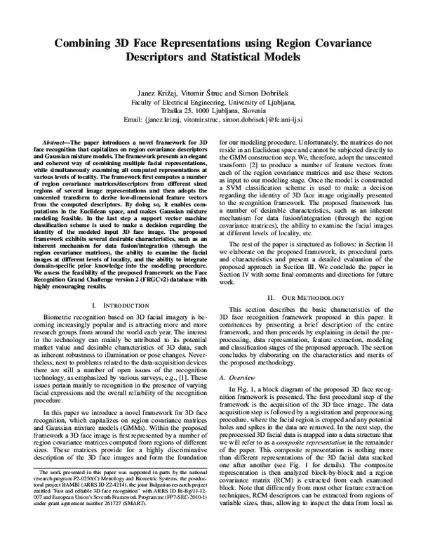 (PDF) Combining 3D face representations using region covariance descriptors and statistical models