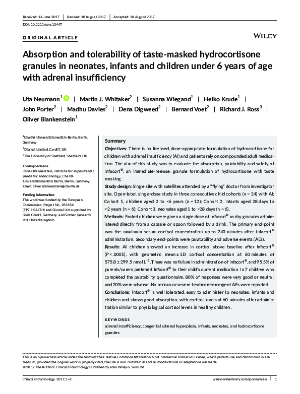 (PDF) Absorption and tolerability of taste-masked hydrocortisone ...