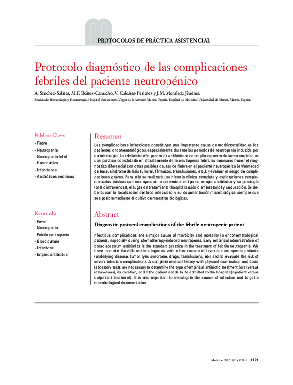 (PDF) Protocolo diagnóstico de las complicaciones febriles del paciente ...