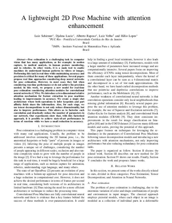 (PDF) A lightweight 2D Pose Machine with attention enhancement