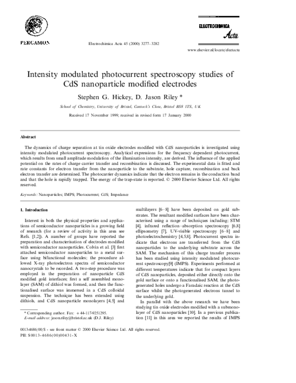(PDF) Intensity modulated photocurrent spectroscopy studies of CdS ...