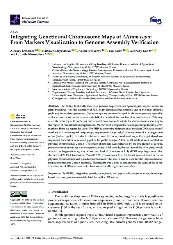 (PDF) Integrating Genetic and Chromosome Maps of Allium Cepa: From Markers Visualization to ...