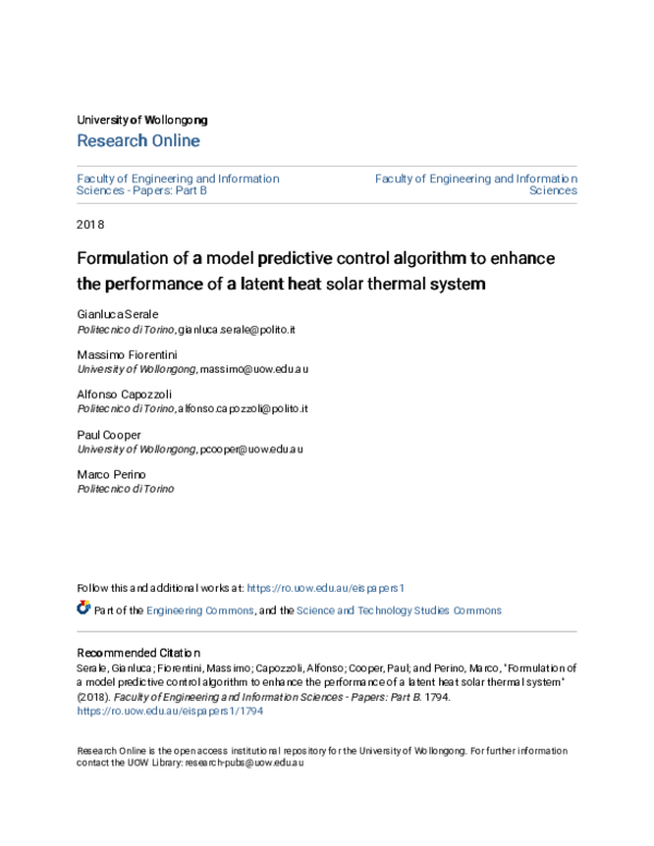 (PDF) Formulation of a model predictive control algorithm to enhance ...