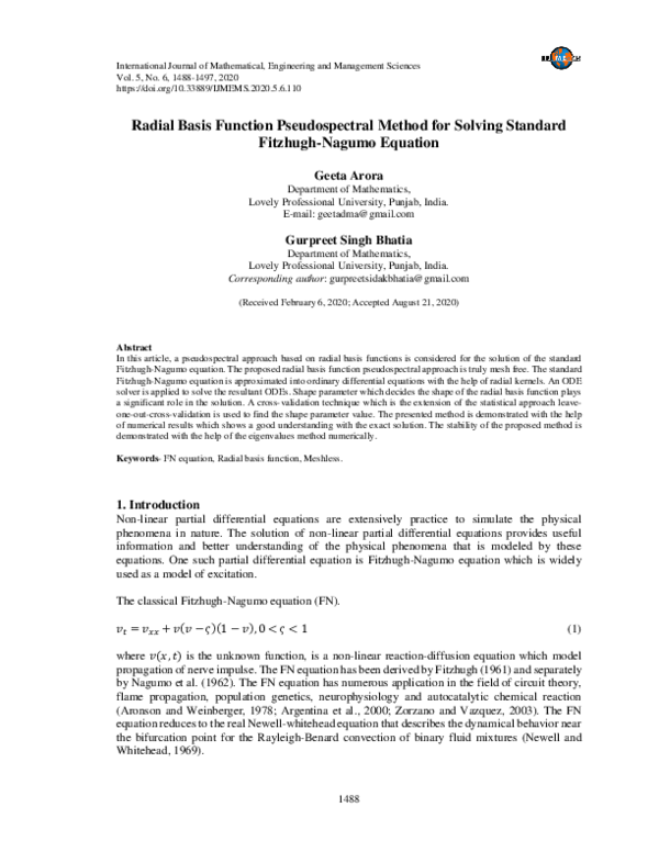 Pdf Radial Basis Function Pseudospectral Method For Solving Standard