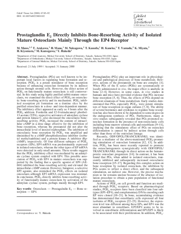 (PDF) Prostaglandin E2 Directly Inhibits Bone-Resorbing Activity of ...