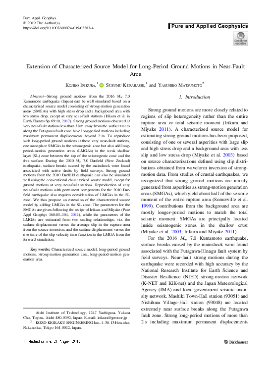 (PDF) Extension of Characterized Source Model for Long-Period Ground ...