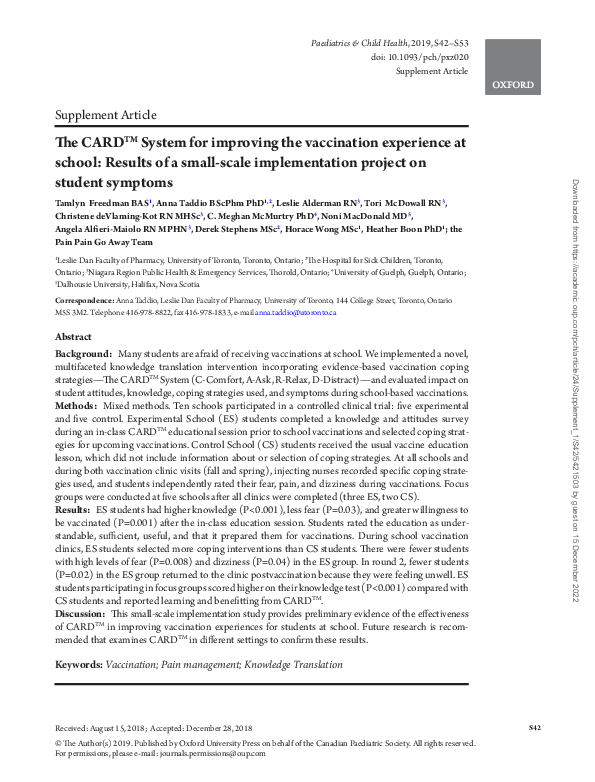 (PDF) The CARD™ System for improving the vaccination experience at ...