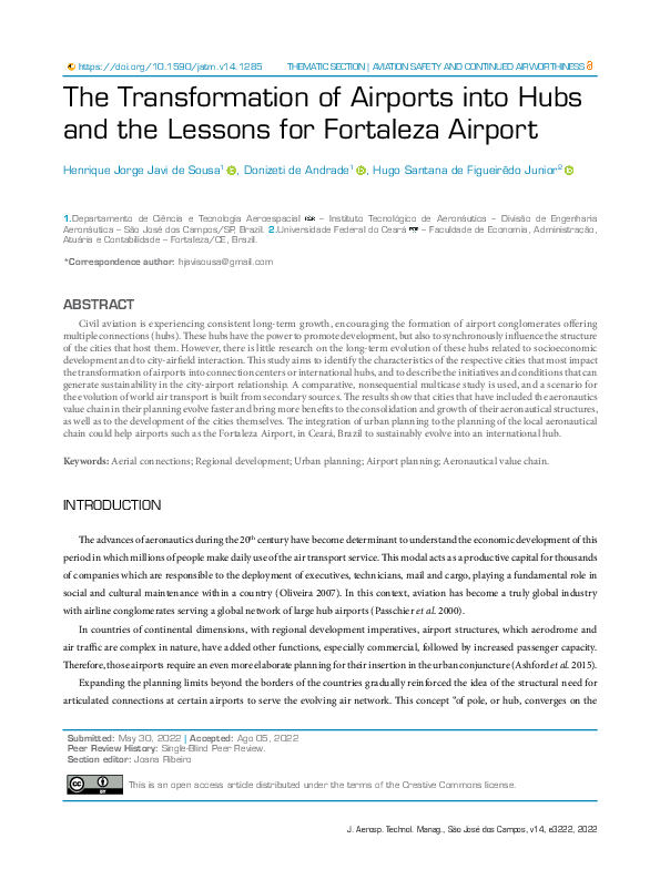 (PDF) The Transformation of Airports into Hubs and the Lessons for ...