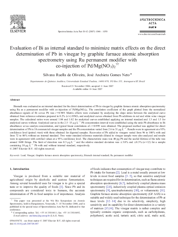 (PDF) Evaluation of Bi as internal standard to minimize matrix effects ...