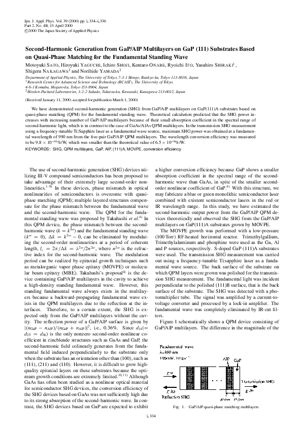 (PDF) Second-Harmonic Generation from GaP/AlP Multilayers on GaP (111 ...