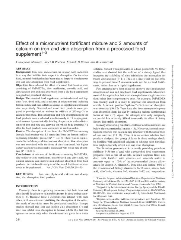 (PDF) Effect of a micronutrient fortificant mixture and 2 amounts of ...