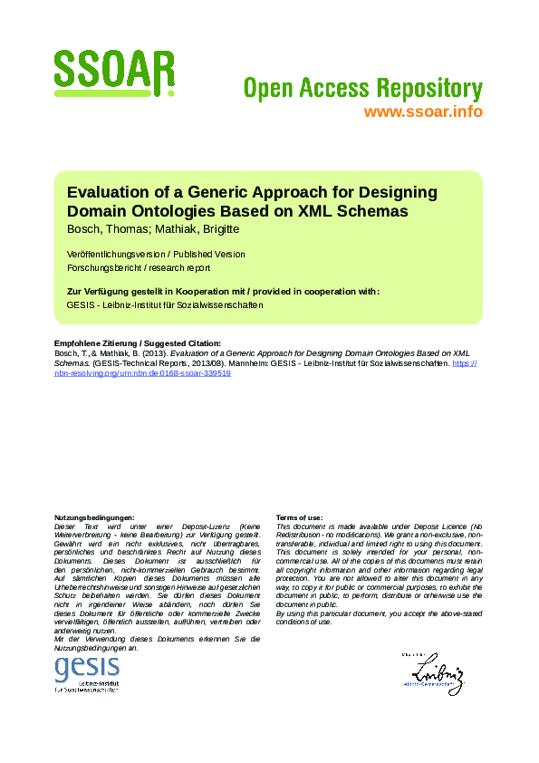 (PDF) Evaluation of a Generic Approach for Designing Domain Ontologies Based on XML Schemas