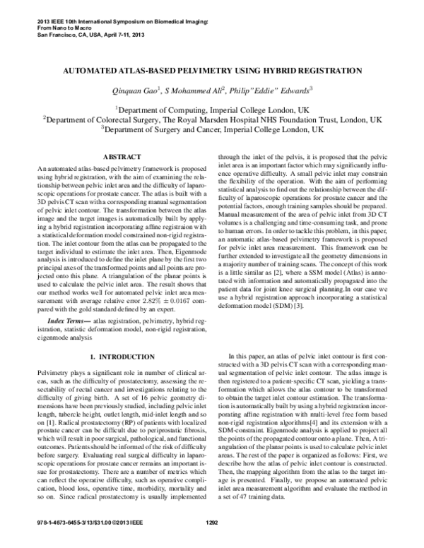 Pdf Automated Atlas Based Pelvimetry Using Hybrid Registration