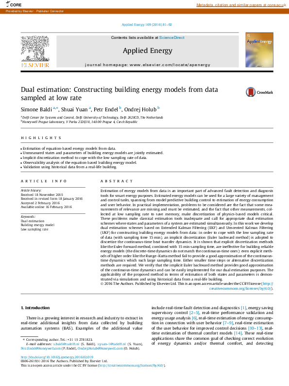(PDF) Dual estimation: Constructing building energy models from data sampled at low rate