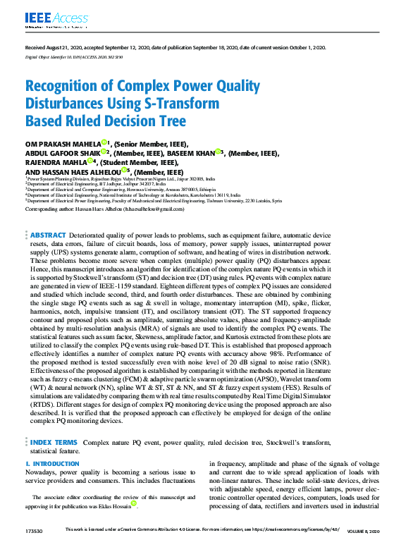 (PDF) Recognition of Complex Power Quality Disturbances Using Discrete Wavelet Transform and ...