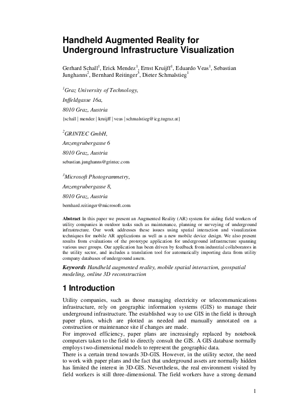 (PDF) Handheld Augmented Reality for underground infrastructure visualization