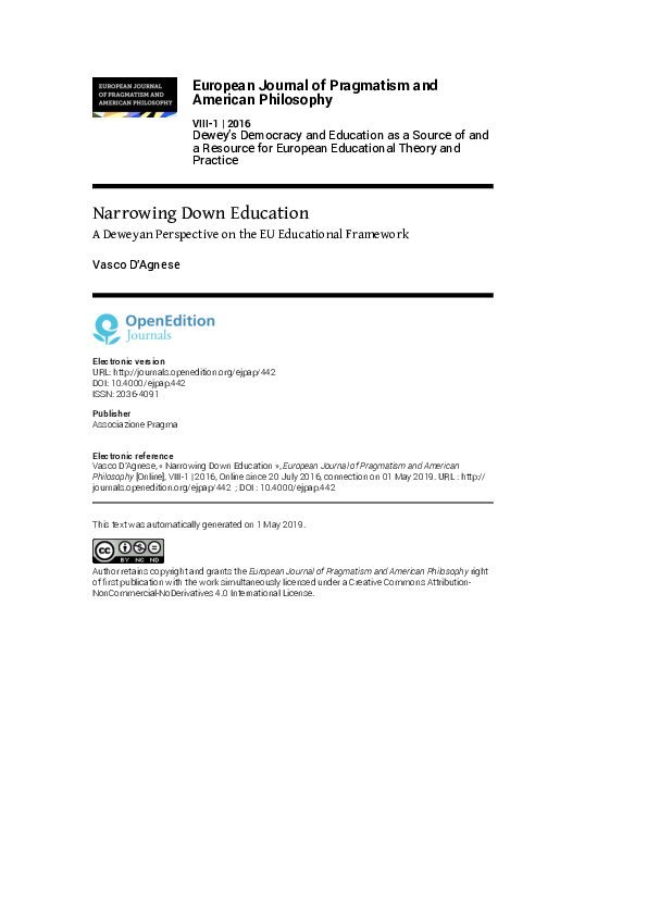 (PDF) Narrowing Down Education