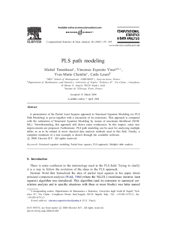 Pdf Pls Path Modeling