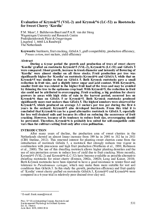 (PDF) Evaluation of KRYMSK®5 (VSL-2) and KRYMSK®6 (LC-52) as Rootstocks ...