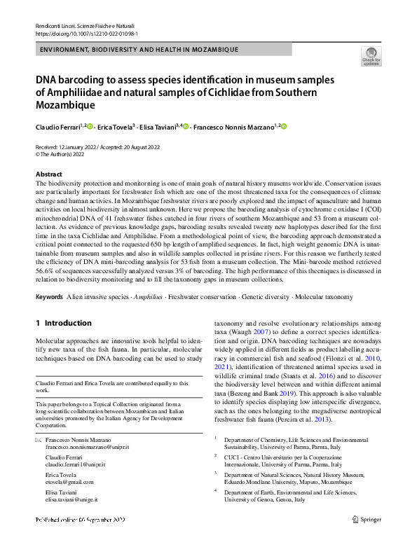 (PDF) DNA barcoding to assess species identification in museum samples ...