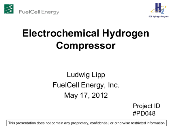 (PDF) Electrochemical hydrogen compressor