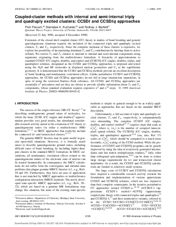 (PDF) Coupled-cluster methods with internal and semi-internal triply and quadruply excited ...