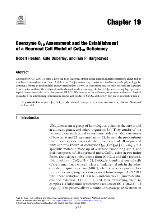 (PDF) Coenzyme Q10 Assessment and the Establishment of a Neuronal Cell ...