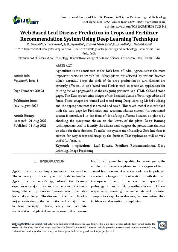 (PDF) Web Based Leaf Disease Prediction in Crops and Fertilizer ...