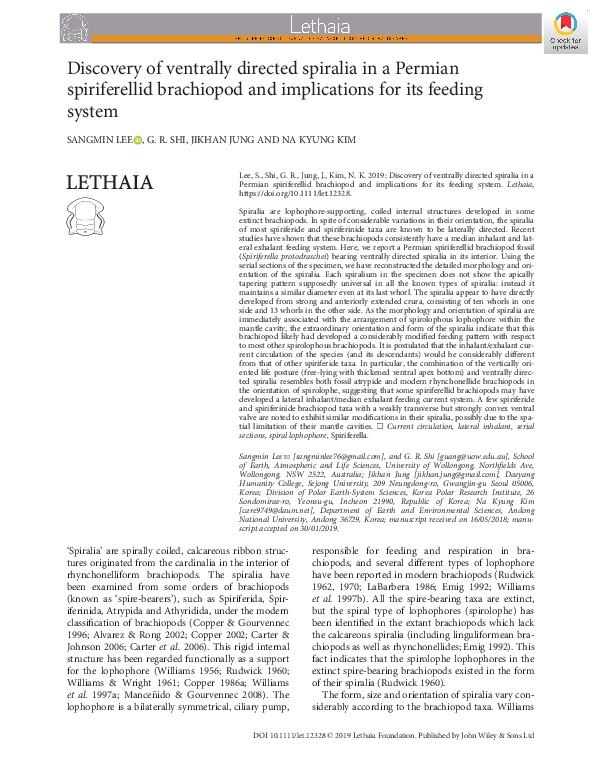 (PDF) Discovery of ventrally directed spiralia in a Permian ...
