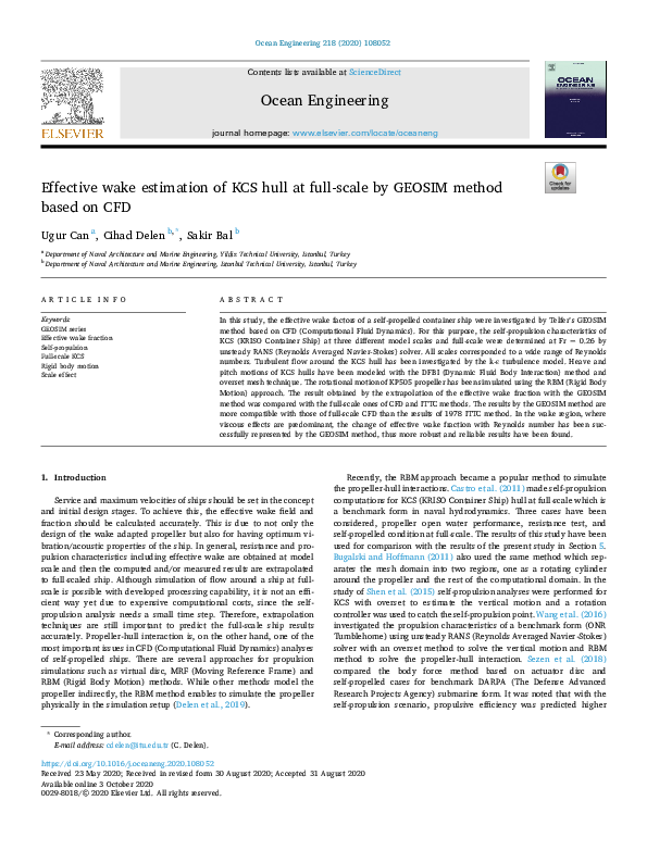 (PDF) Effective wake estimation of KCS hull at full-scale by GEOSIM ...