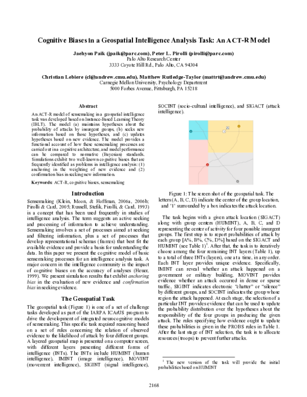 (PDF) Cognitive biases in a geospatial intelligence analysis task: an ACT-R model