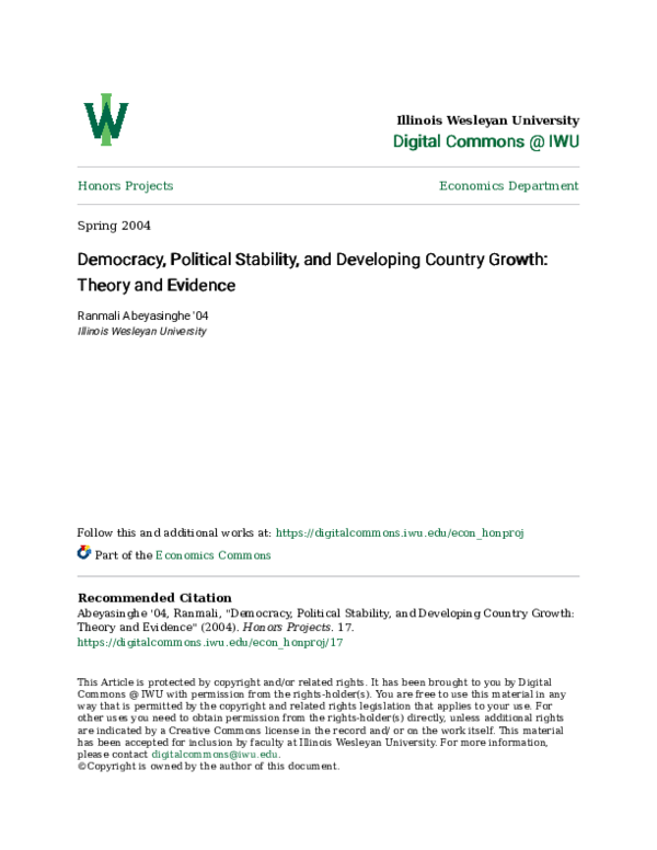 (PDF) Democracy, Political Stability, and Developing Country Growth ...