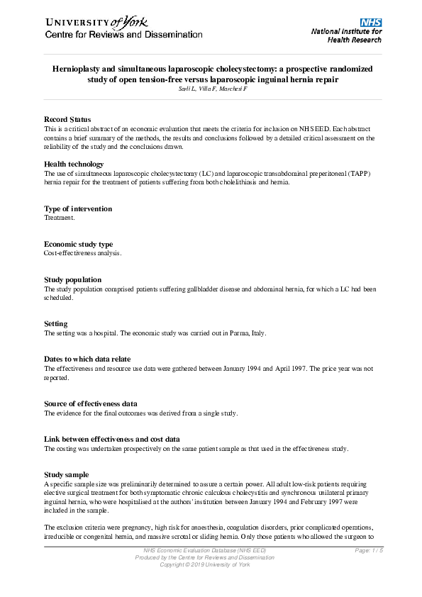 (PDF) Hernioplasty and simultaneous laparoscopic cholecystectomy: A prospective randomized study ...