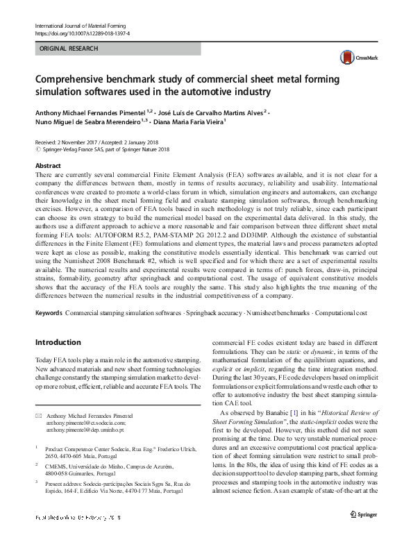 (PDF) Comprehensive benchmark study of commercial sheet metal forming ...