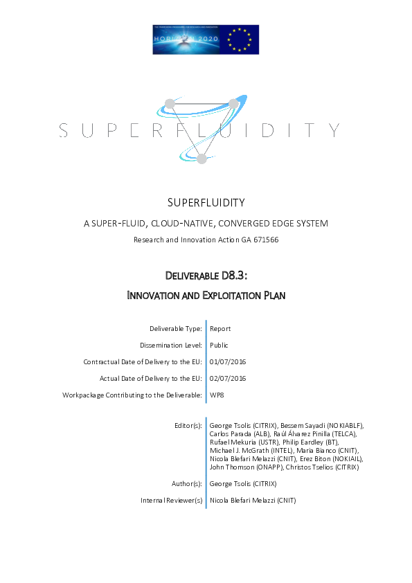 (PDF) D8.3 Innovation And Exploitation Plan