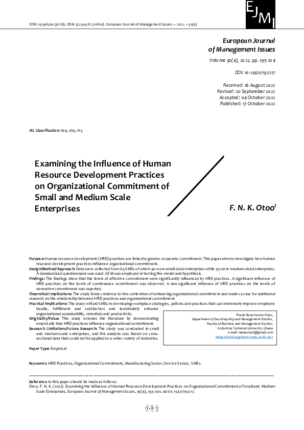 (PDF) Examining the Influence of Human Resource Development Practices on Organizational ...