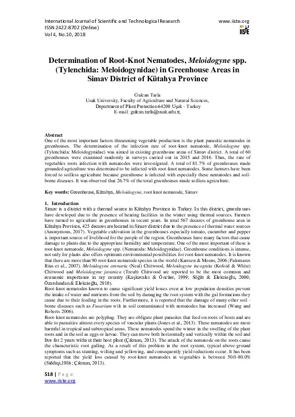 (PDF) Determination of Root-Knot Nematodes, Meloidogyne spp ...