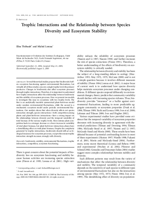 (PDF) Trophic Interactions and the Relationship between Species ...