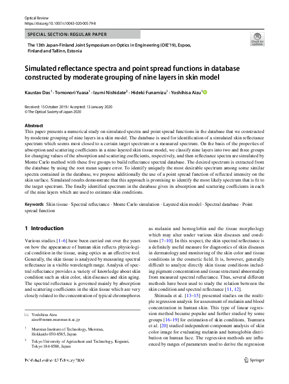 (PDF) Simulated reflectance spectra and point spread functions in ...