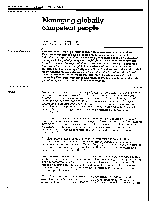 (PDF) Managing globally competent people (PDF) Managing globally competent people