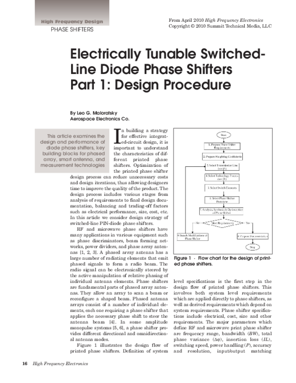 (PDF) High Frequency Design PHASE SHIFTERS Electrically Tunable ...