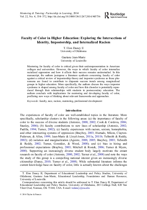 (PDF) Faculty of Color in Higher Education: Exploring the Intersections of Identity ...