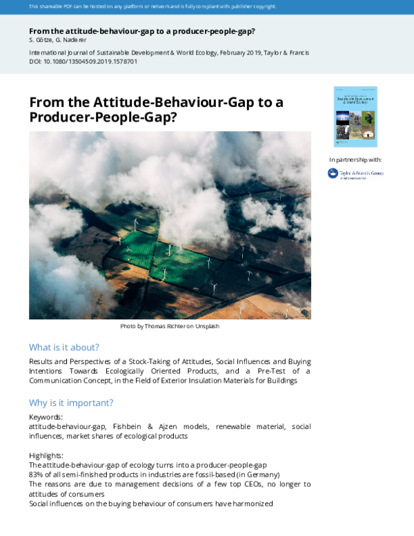 (PDF) From the attitude-behaviour-gap to a producer-people-gap?
