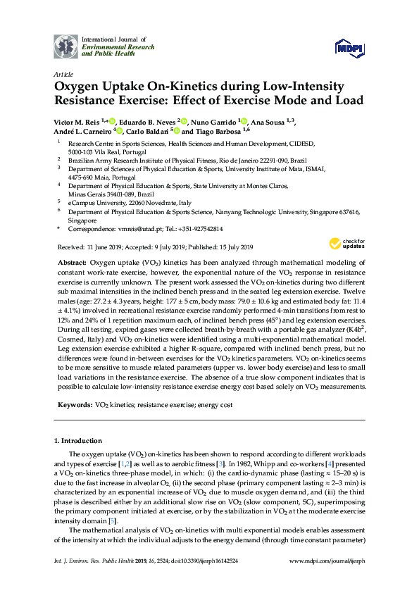 (PDF) Oxygen Uptake On-Kinetics during Low-Intensity Resistance ...
