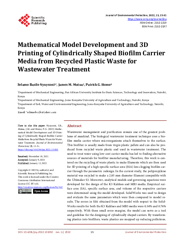 (PDF) Mathematical Model Development and 3D Printing of Cylindrically ...