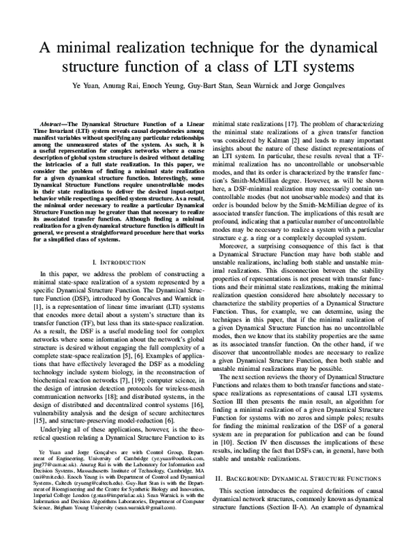 (PDF) A Minimal Realization Technique for the Dynamical Structure ...