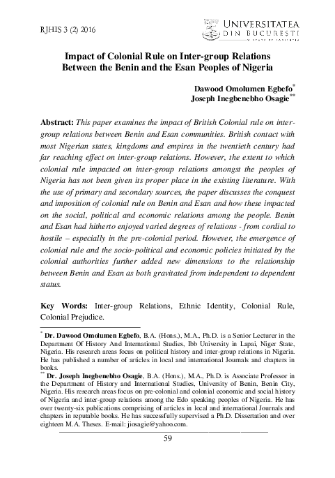 (PDF) Impact of Colonial Rule on Inter-group Relations Between the ...