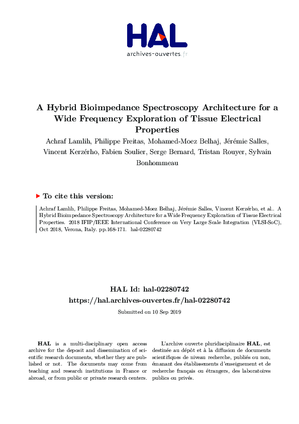 (PDF) A Hybrid Bioimpedance Spectroscopy Architecture for a Wide Frequency Exploration of Tissue ...