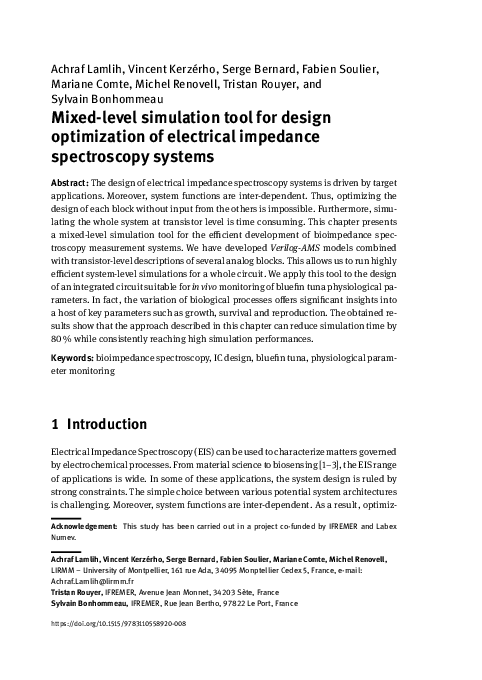 (PDF) Mixed-level simulation tool for design optimization of electrical impedance spectroscopy ...